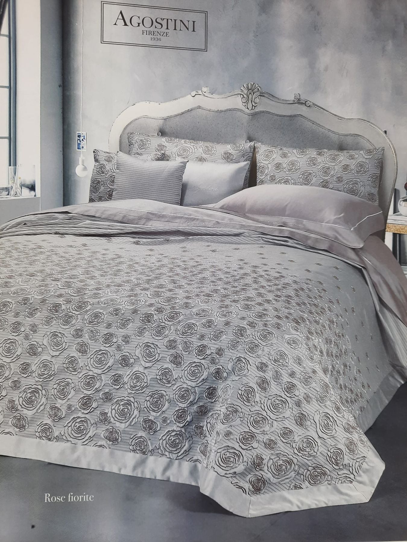 Copriletto Agostini Rose fiorite Matrimoniale Jacquard – The King Luxury